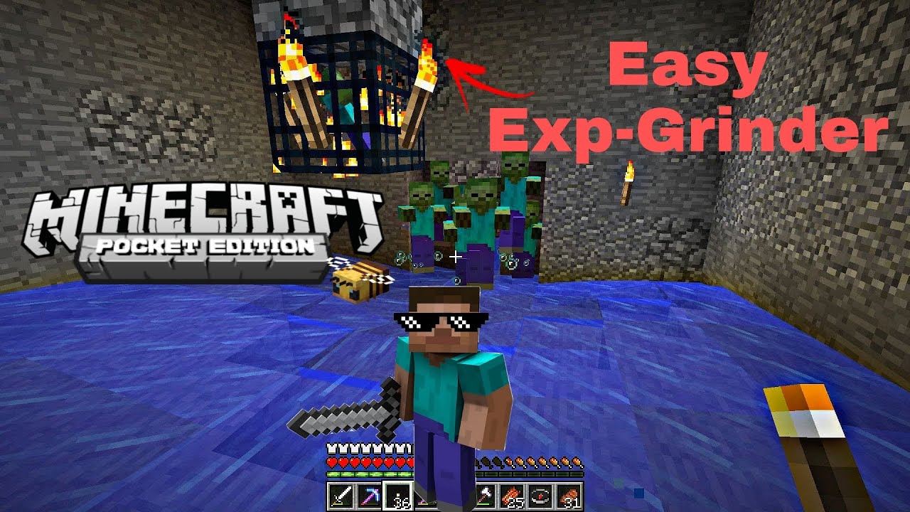 Easy Zombie Exp -Grinder In Minecraft Pocket Edition#3 - YouTube