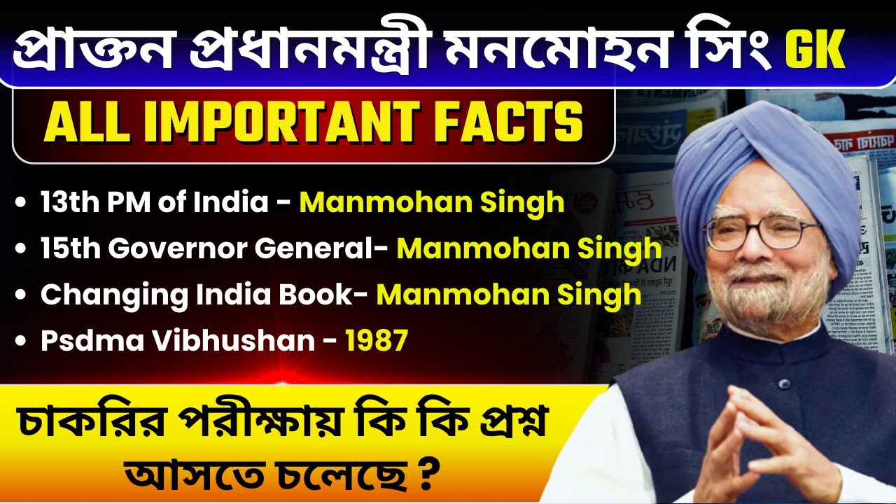 Dr. Manmohan Singh GK 2024 | Current Affairs on Manmohan Singh ...