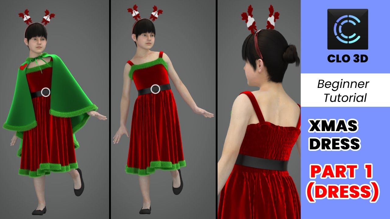 How to create a Christmas dress in CLO 3D/Marvellous designer PT 1 ...