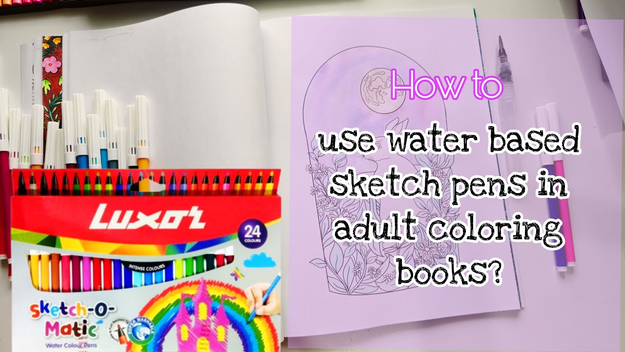 Watercolor Pens in Adult Coloring Books | Luxor Sketch Pens - YouTube