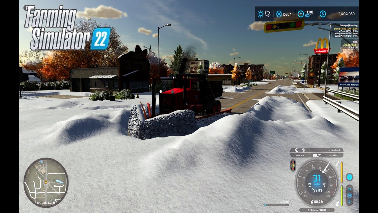 Fs22 - snowplowing on aj deere test map - YouTube