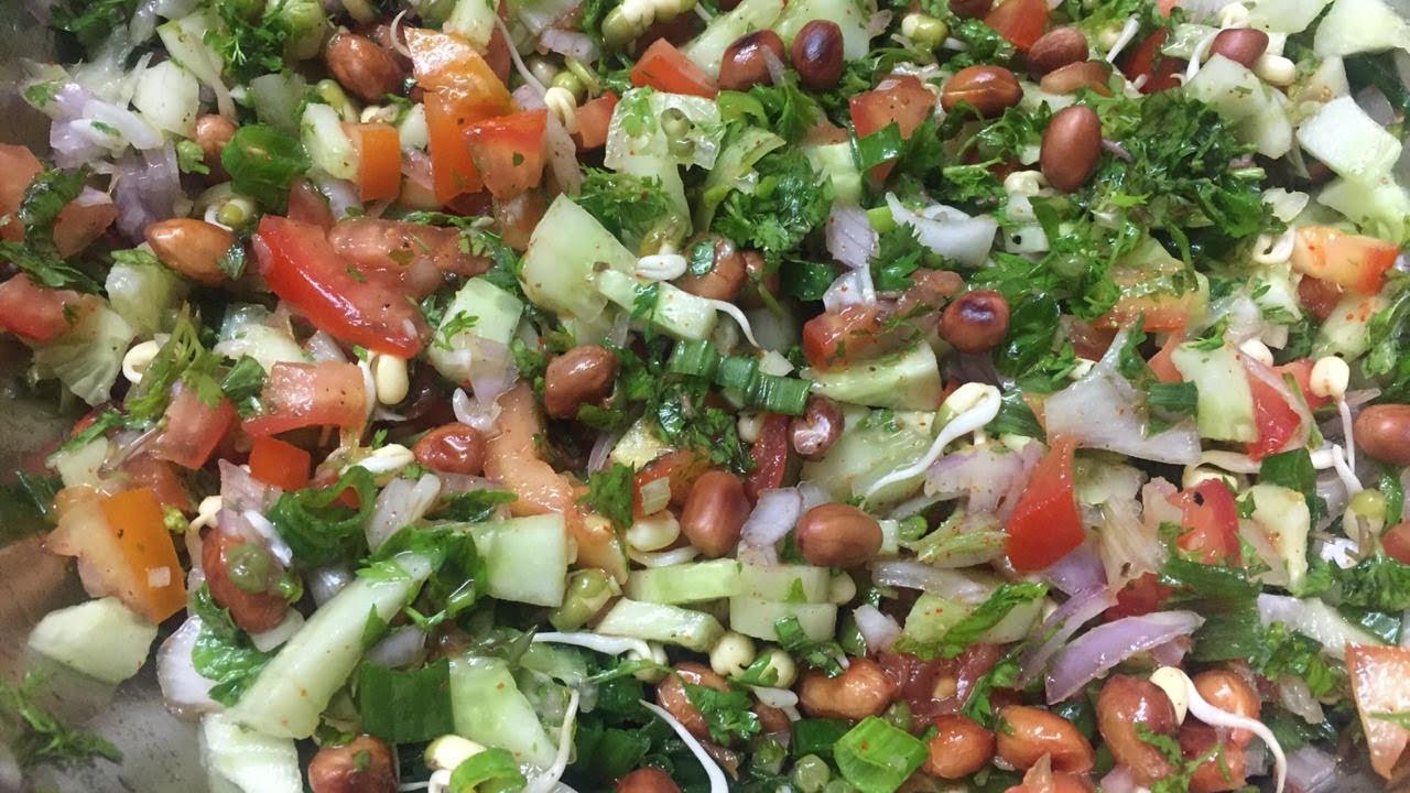 How to make Healthy Kachumber Salad with peanut & sprouts - YouTube