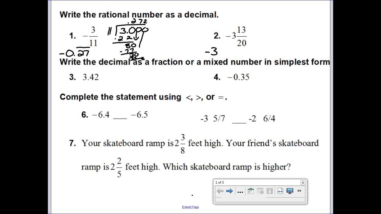 Comparing and ordering rational numbers - YouTube