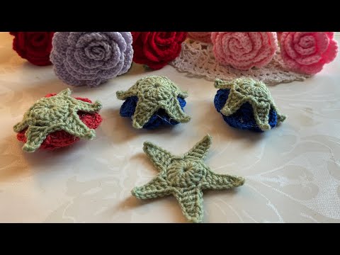 How to make crochet Rose Flower sepal. #easycrochet #crochetroseflower