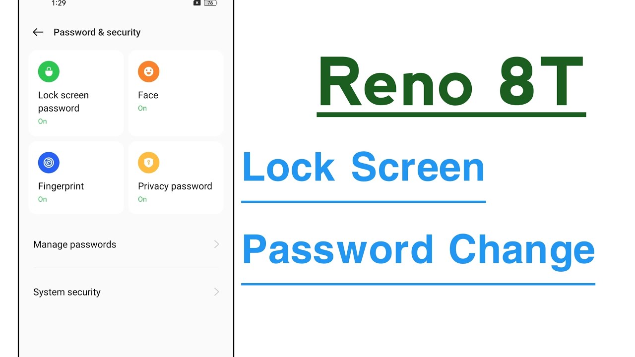 OPPO Reno 8T Lock Screen Password Change - YouTube