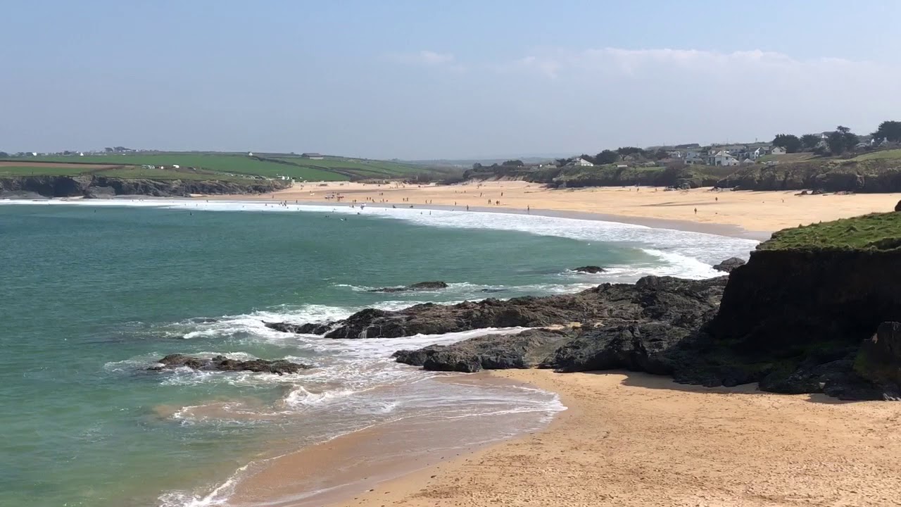 The beach at Harlyn sands holiday park, Harlyn Bay, padstow, Cornwall ...