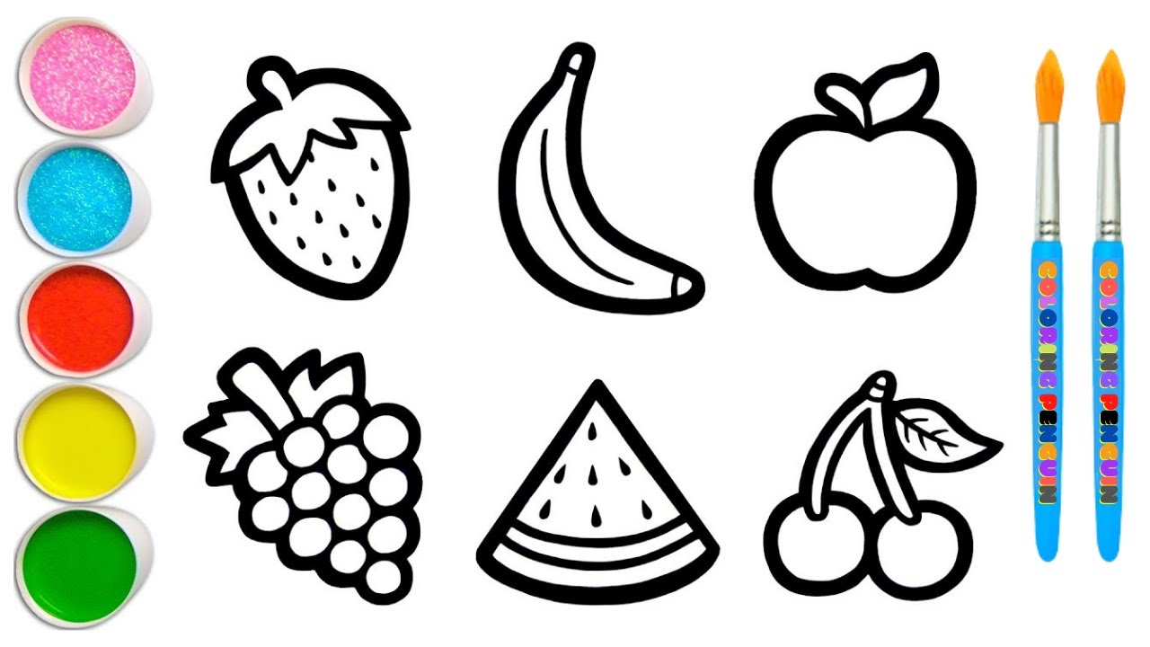 Fruits Drawing, Painting, Coloring challenge for kids and toddlers ...