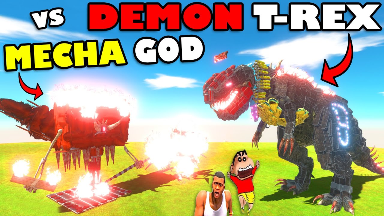 DEMON T-REX vs MECHA GOD and ARBS GOD SHINCHAN & CHOP in ANIMAL REVOLT ...