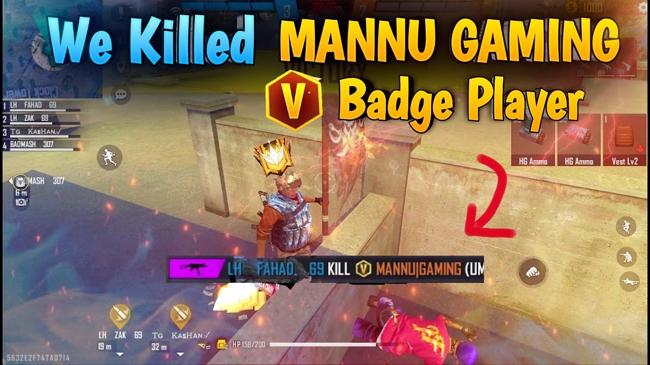 Mannu Gaming Show Us Lol Emote 🤬 | V Badge Player | Free Fire - YouTube