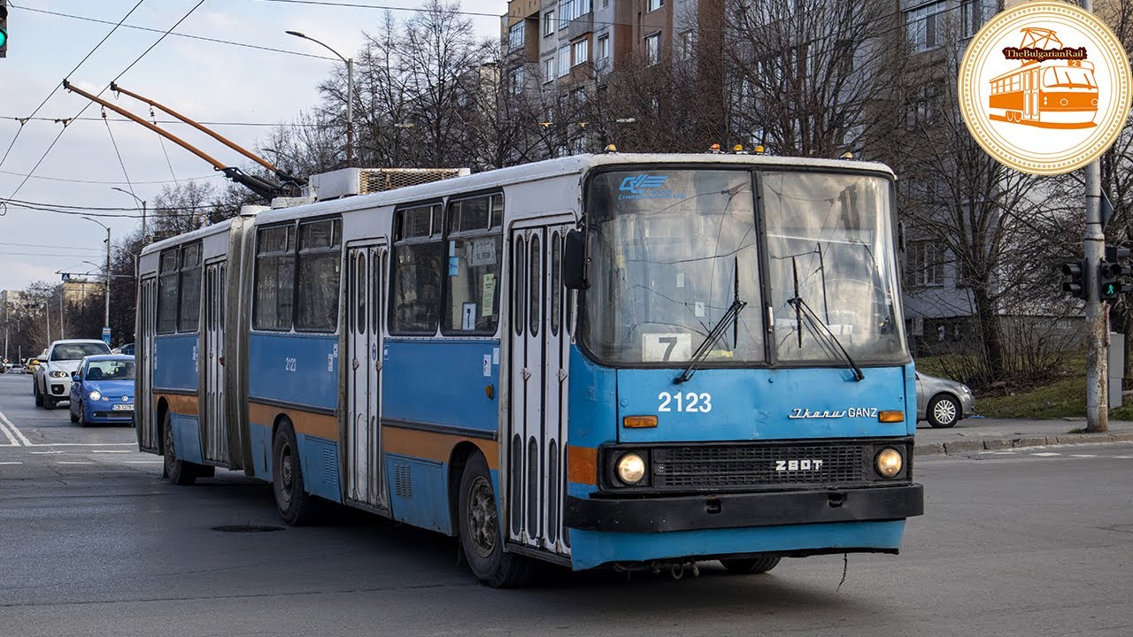 Sofia Trolleybuses | A ride on super loud Ikarus 280.92T GANZ #2123 ...
