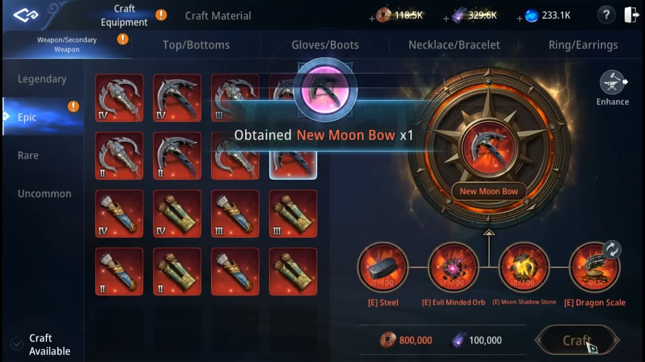 Mir4 - Crafting First Epic Weapon - New Moon Bow (Arbalist) - YouTube