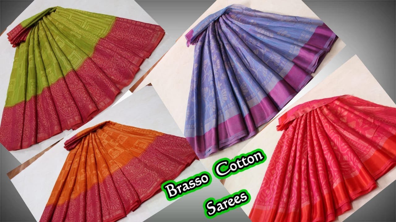 Silk Brasso Cotton Saree || Oficewear Cotton Sarees || Premi ...