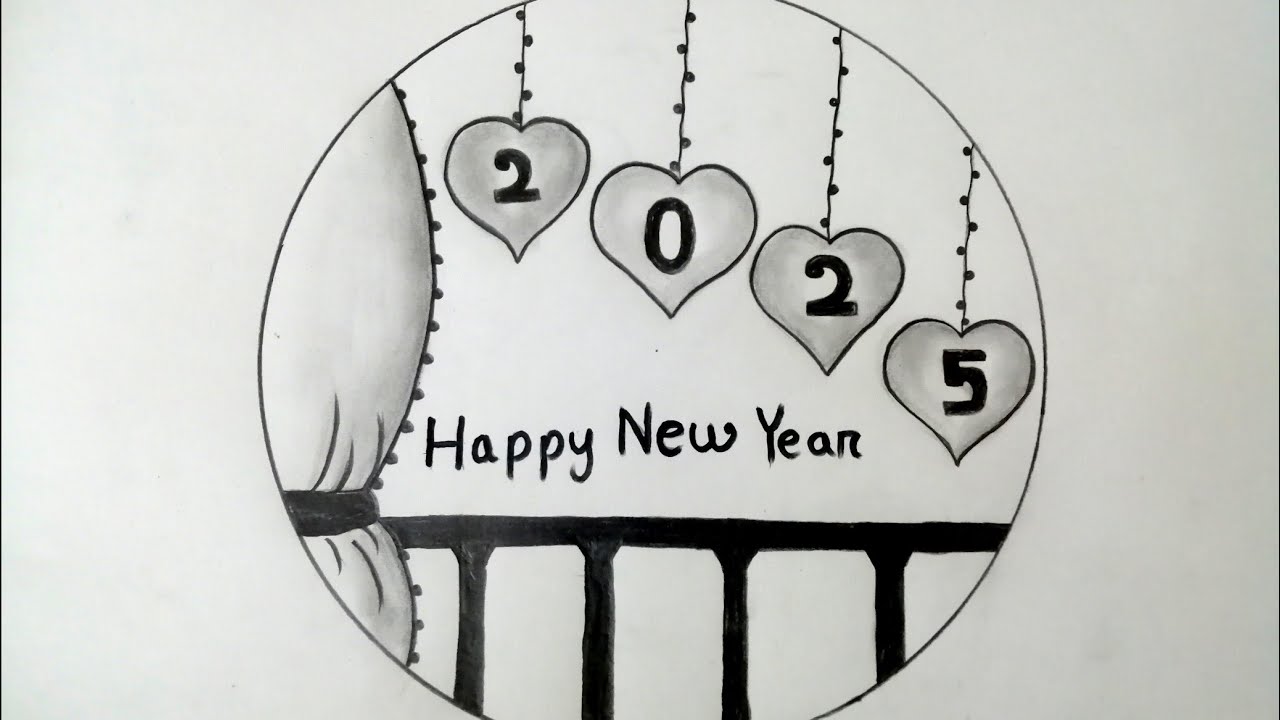 Happy New year drawing 2025 ।। New year drawing/Happy new year scenery ...