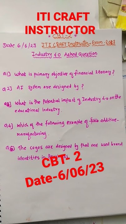 ITI CRAFT INSTRUCTOR CBT- 2 EXAM ASKED QUESTION. 6 th june ITI INSTRUCTOR EXAM QUESTION..#iti # ...