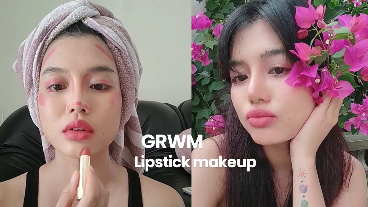 GRWM MAKEUP WITH LIPSTICK 💄 PINK TONE MAKEUP - YouTube