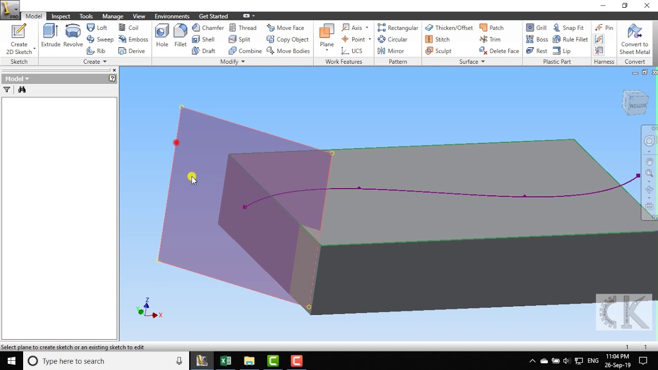 Inventor - Hướng dẫn lệnh quét cắt đối tượng - SWEPT CUT - YouTube