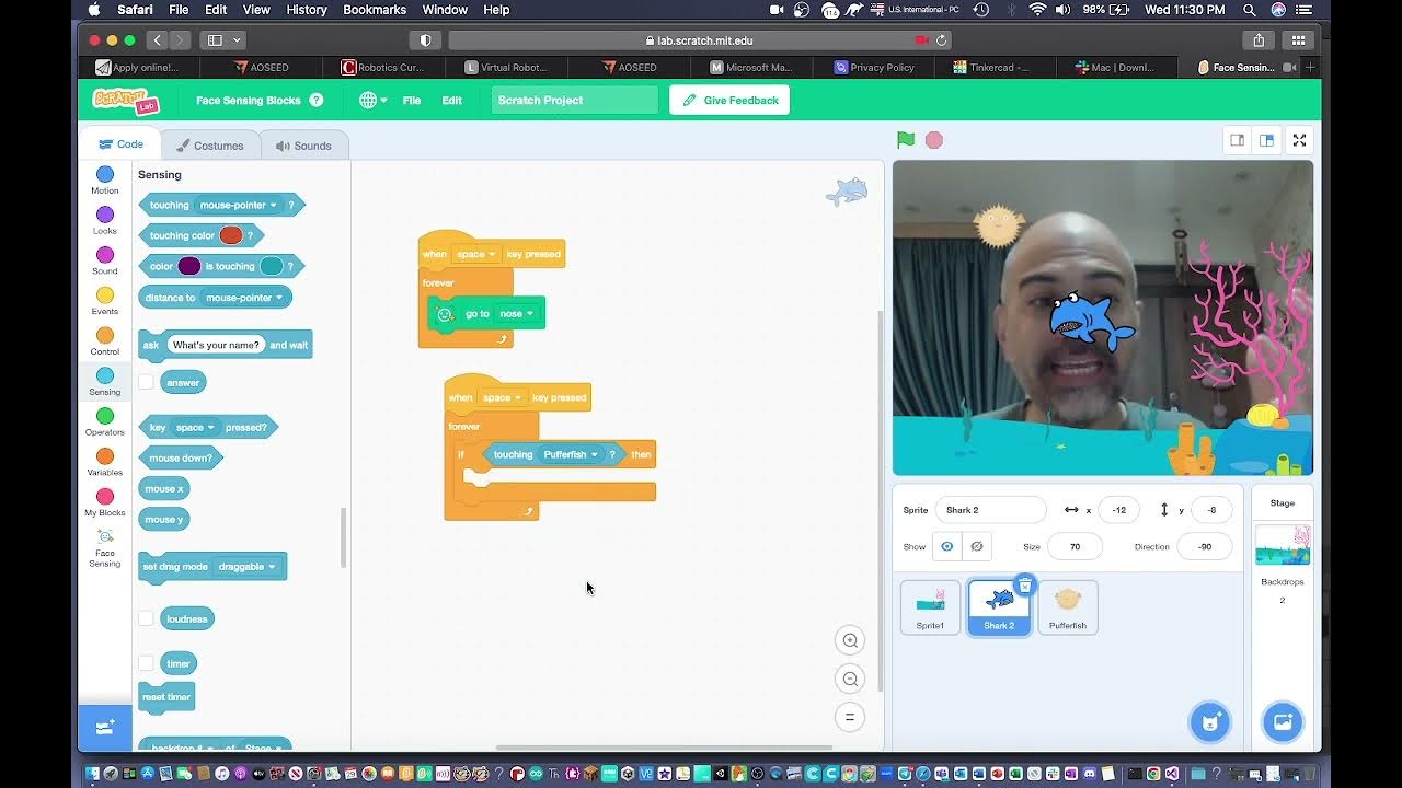 تصميم وبرمجة لعبة القرش باستخدام Scratch Lab - YouTube