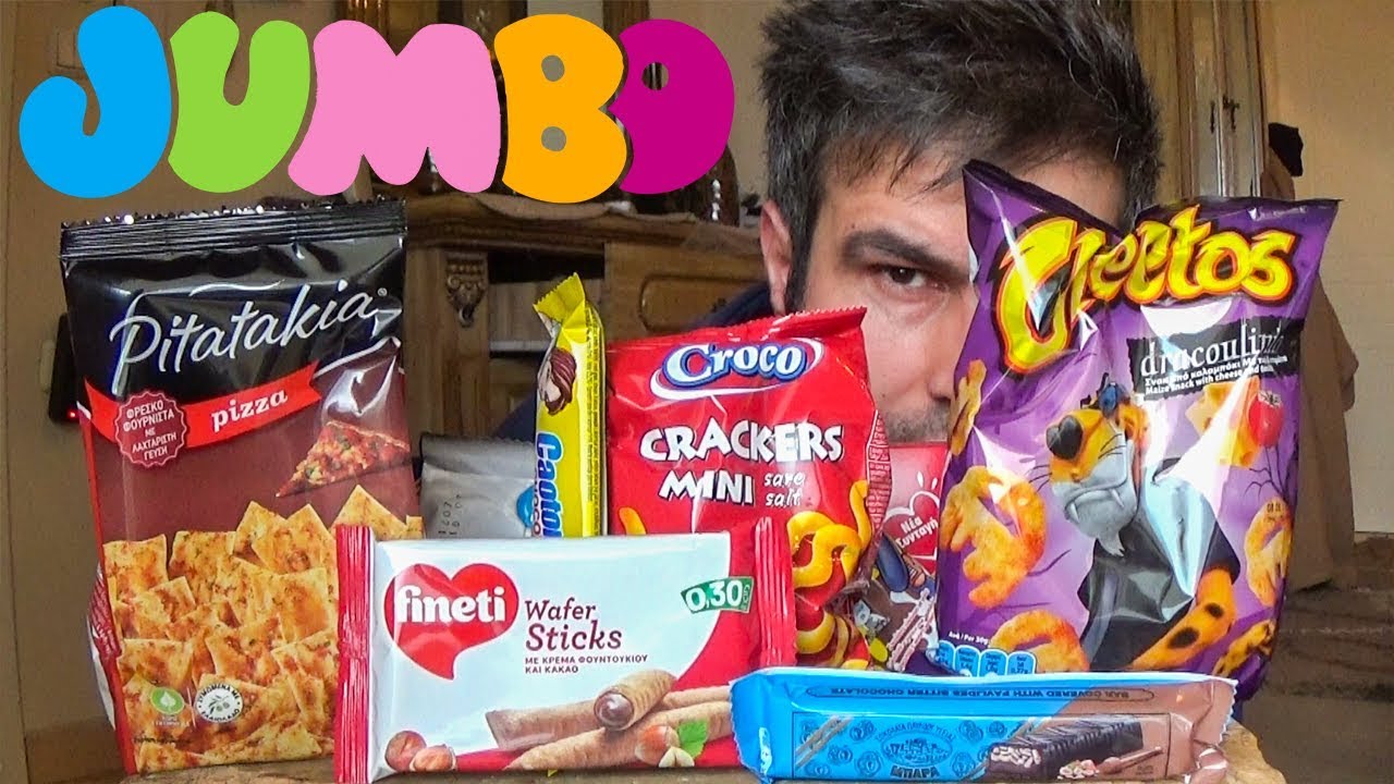 Δοκιμάζοντας Snack Και Γλυκά Από Τα Jumbo - YouTube