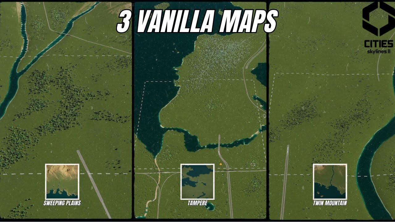 3 Vanilla Maps in Cities Skylines 2-Sweeping Plains/Tampere/Twin ...