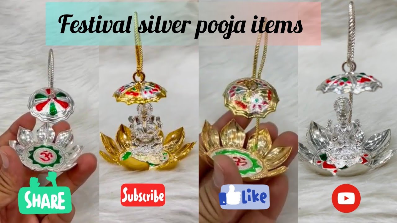 festival silver pooja items with weight ll silver idols with lotus ...