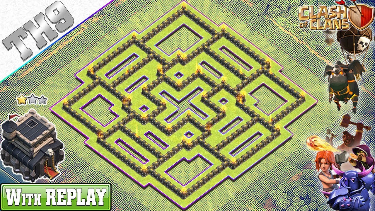 NEW BEST TH9 Base 2019 with REPLAY | Anti LAVALOON TH9 Base - Clash of ...