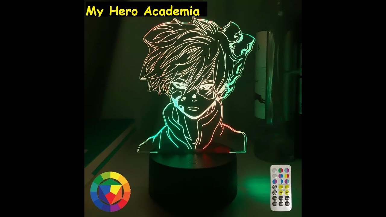 Anime My Hero Academia Shoto Todoroki 3D Lamp Manga MHA Dual Color LED ...