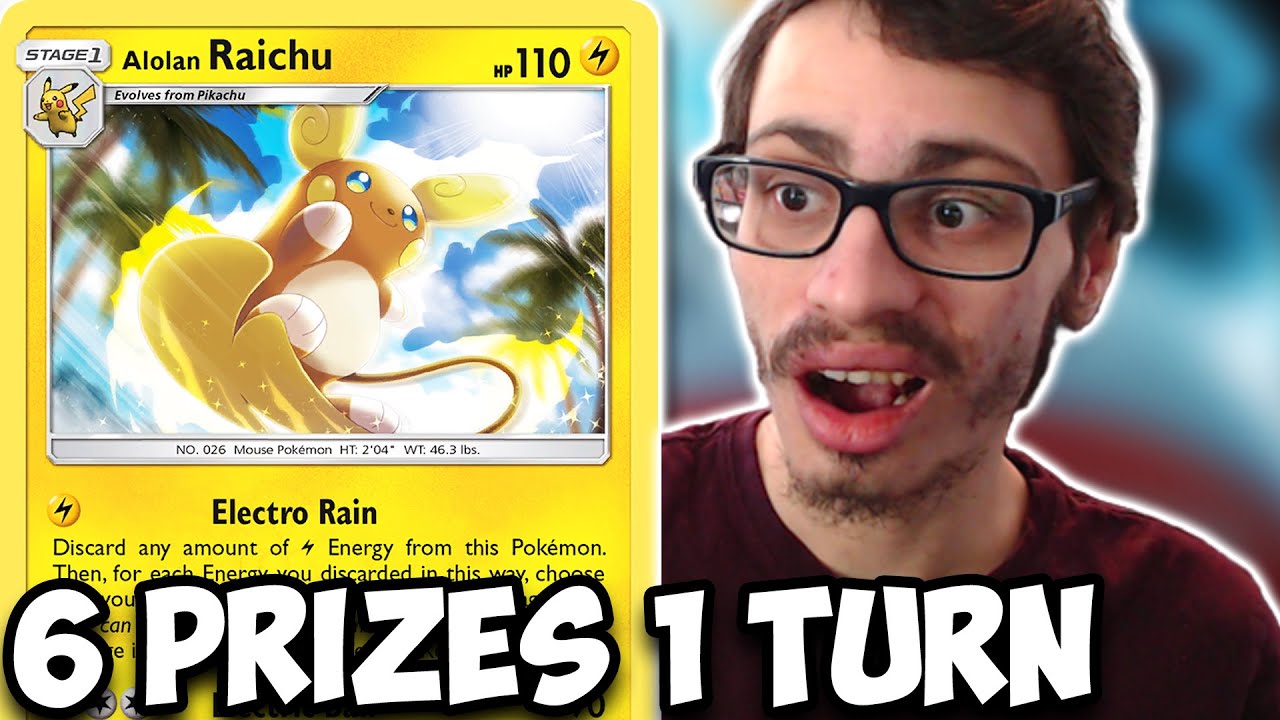 *INSANE* Take 6 Prize Cards In 1 Turn w/Alolan Raichu! Crazy Reversal ...