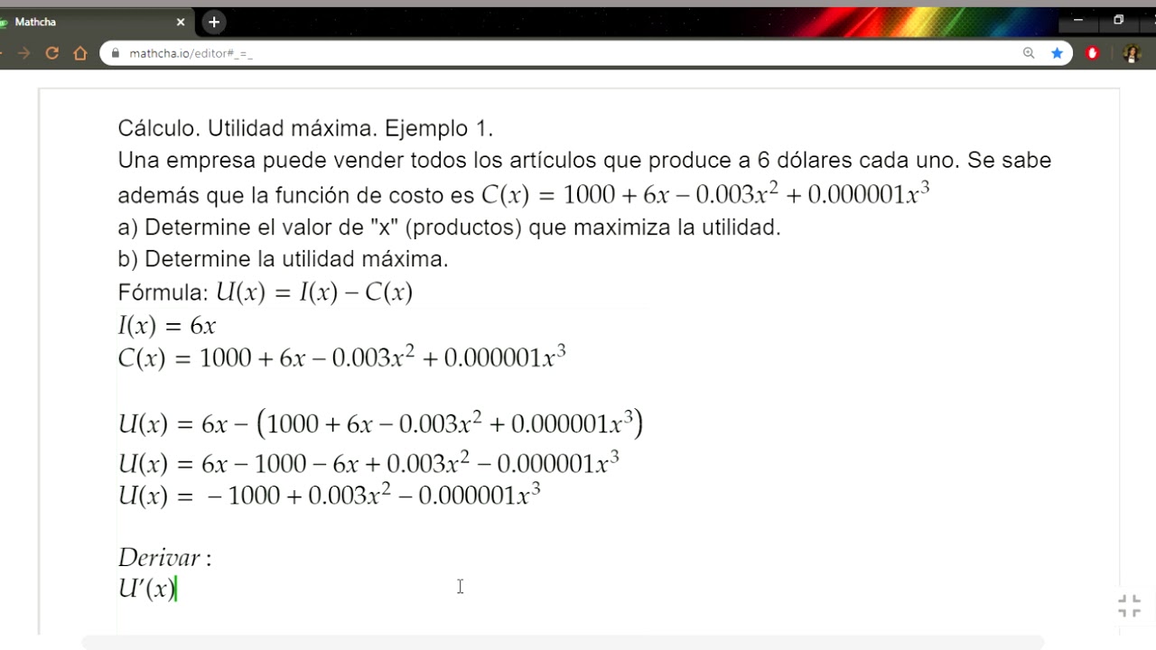 Utilidad máxima | Ejemplo 1 - YouTube