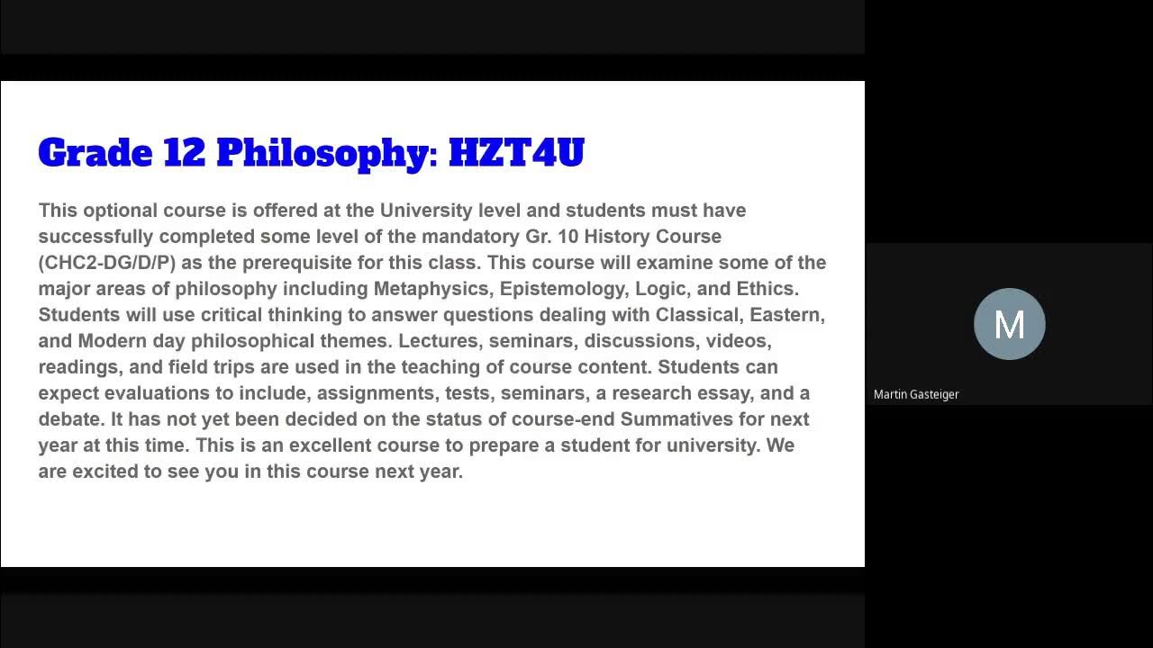 Gr 12 HZT4U1 Philosophy - YouTube
