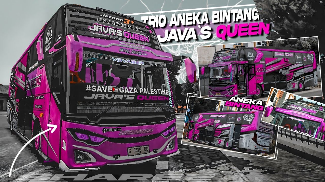 SHARE‼️MOD BUSSID TRIO ANEKA BINTANG JAVA'S QUEEN TERBARU FULL ANIMASI 😱😱 #bussimulatorindonesia ...