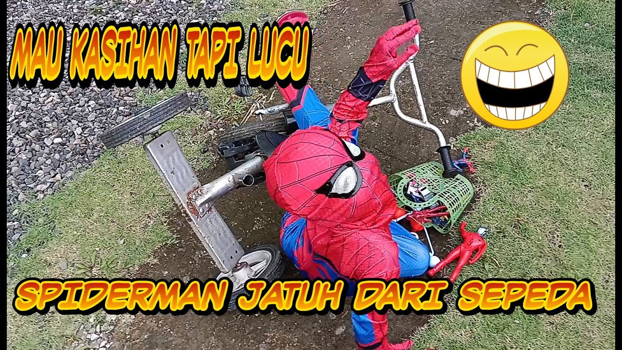 NGAKAK PETER PARKER SPIDER-MAN JATUH DARI SEPEDA - YouTube