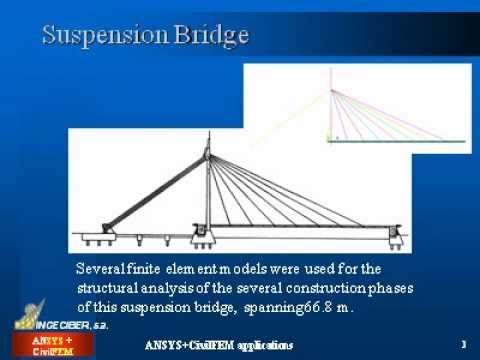 Case Study - Suspension Bridge Using Ansys CivilFEM - YouTube