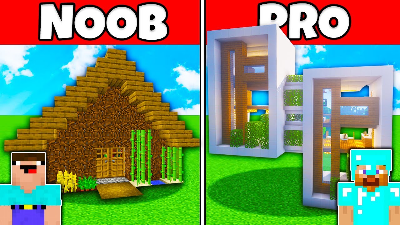 Minecraft NOOB vs PRO: New Premium Modern House Build Challenge - YouTube