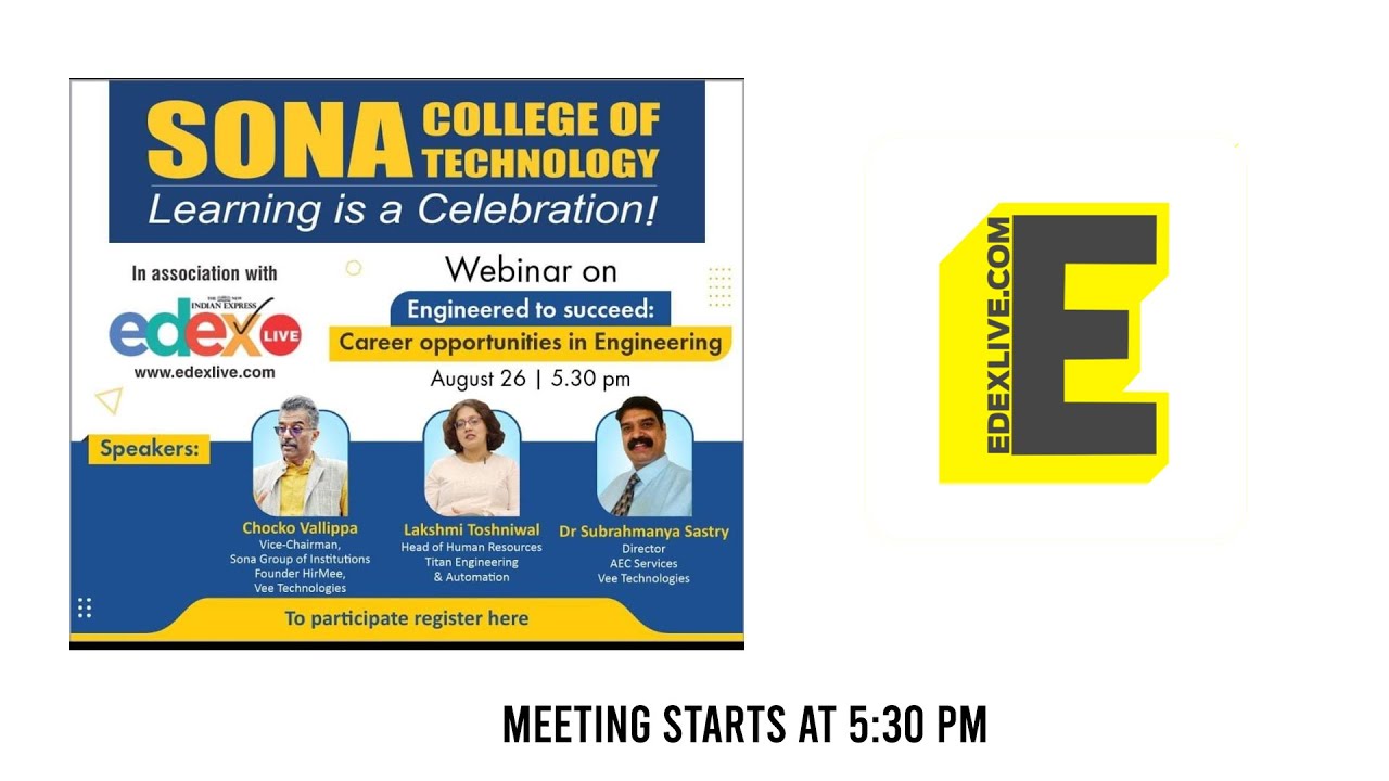 Engineered to Succeed Career Opportunities in Engineering | Sona College of Technology with ...