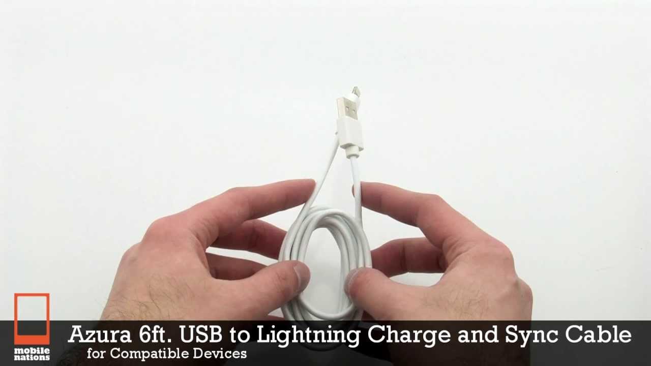 AZURA 6ft USB to Lighting Charge & Sync Cable - YouTube