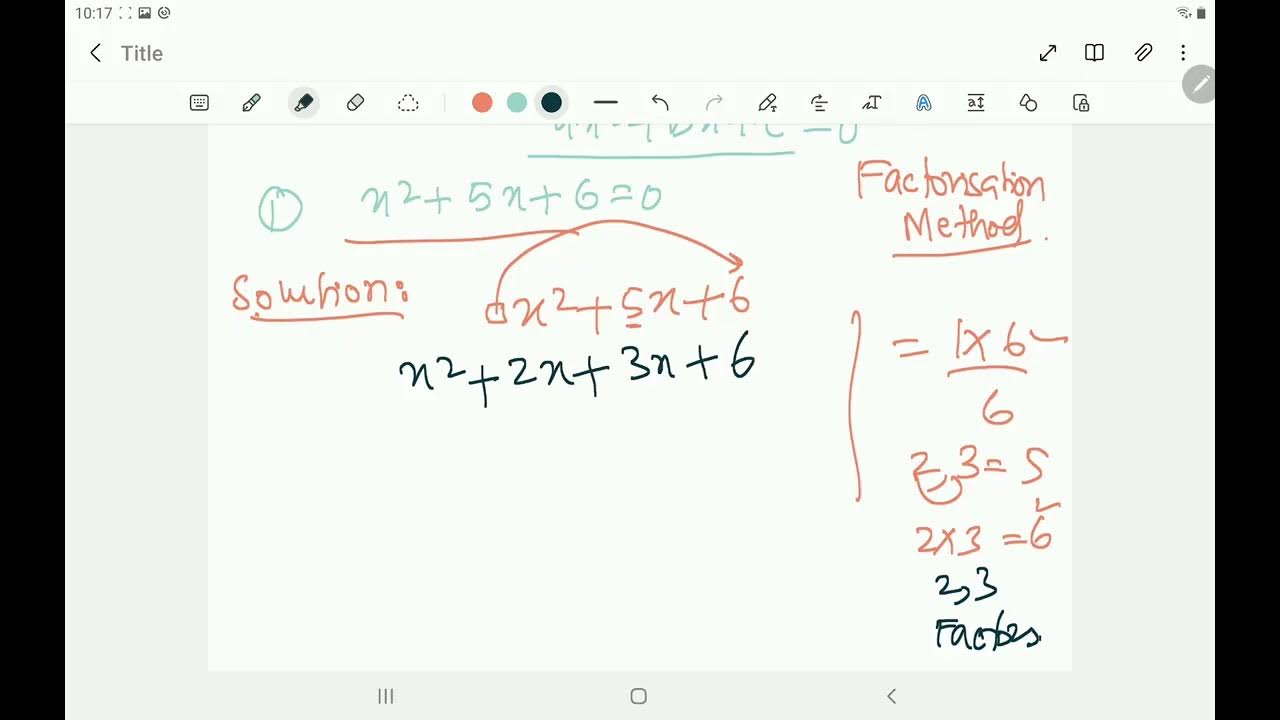 Quadratic equation by Factorization Method Class IX - X Sindh textbook ...