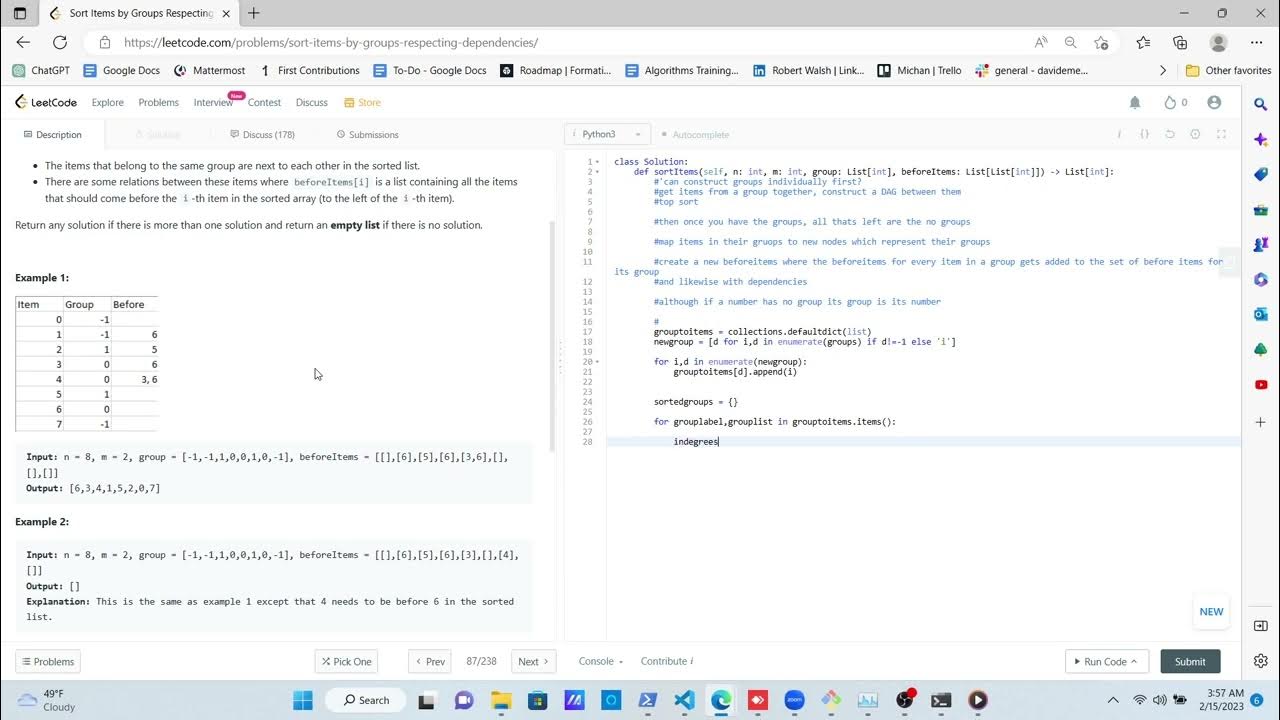 Leetcode Hard 1203 Sort Items By Groups Respecting Dependencies Youtube