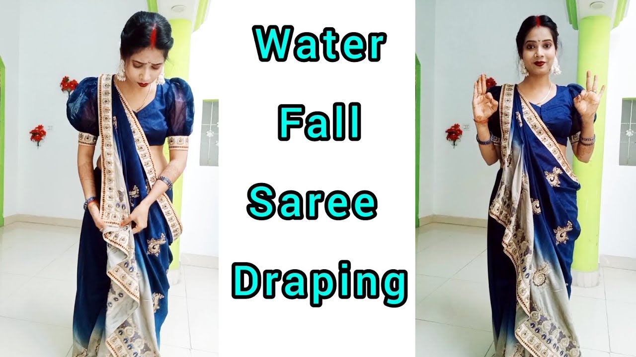 waterfall saree draping ️ how to drape water fall saree - YouTube