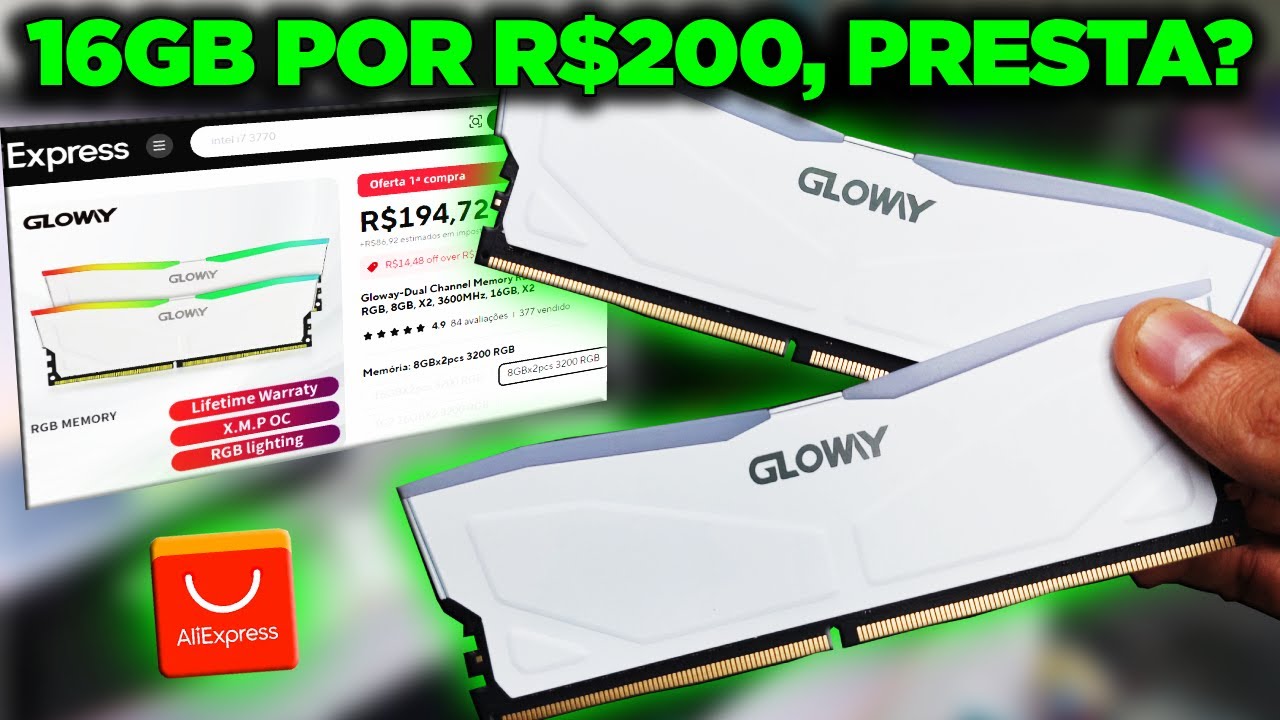 UNBOXING E INSTALAÇÃO MEMÓRIA RAM GLOWAY DDR4 16GB 3200MHz RGB 2024 ...