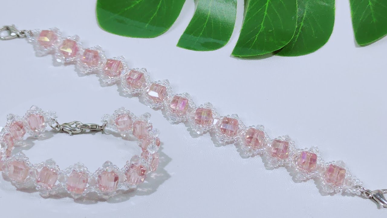 DIY easy jewelry making/ crystal cubes bracelet/ tutorial konektor masker Kristal/ beaded ...