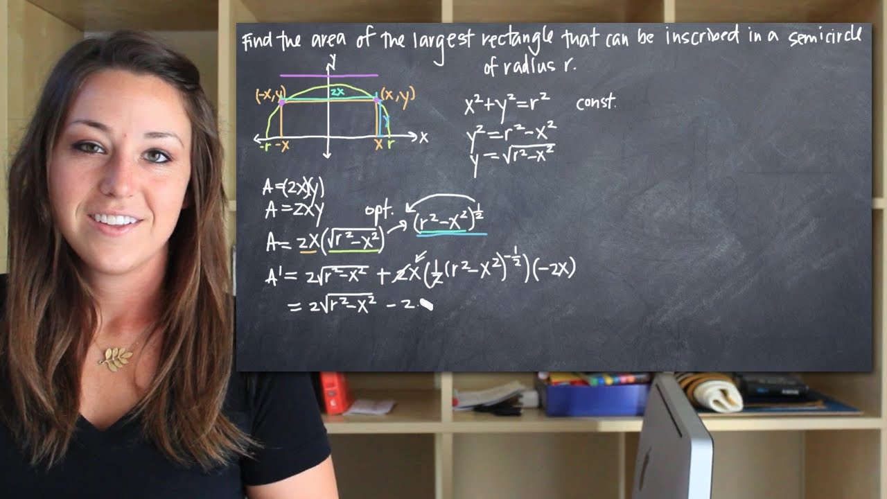 Largest Area Of A Rectangle Inscribed In A Semicircle KristaKingMath