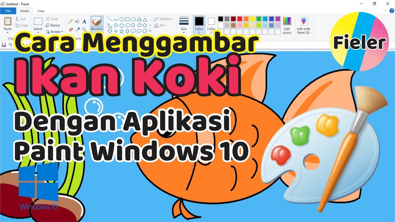 Menggambar Ikan Koki - Paint Windows 10 - YouTube