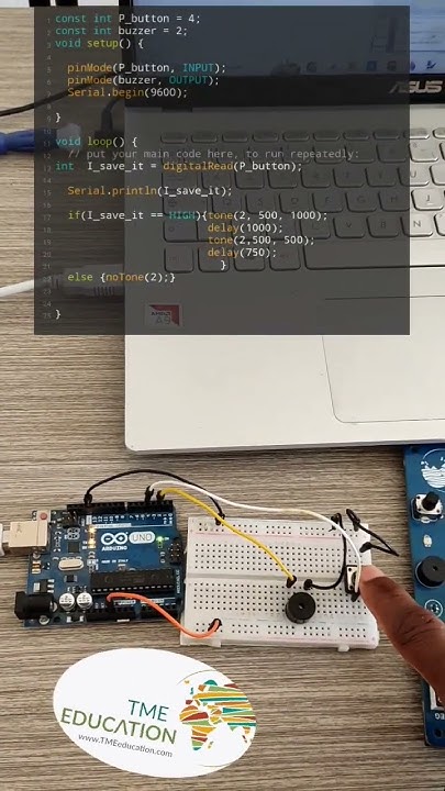 Como fazer alarm com Arduino Uno utilizando um buzzer passivo e botão de pressão #arduino # ...
