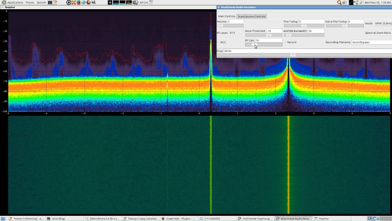osmocom's fosphor with patchvonbraun's multimode looking at ISM + FLEX ...