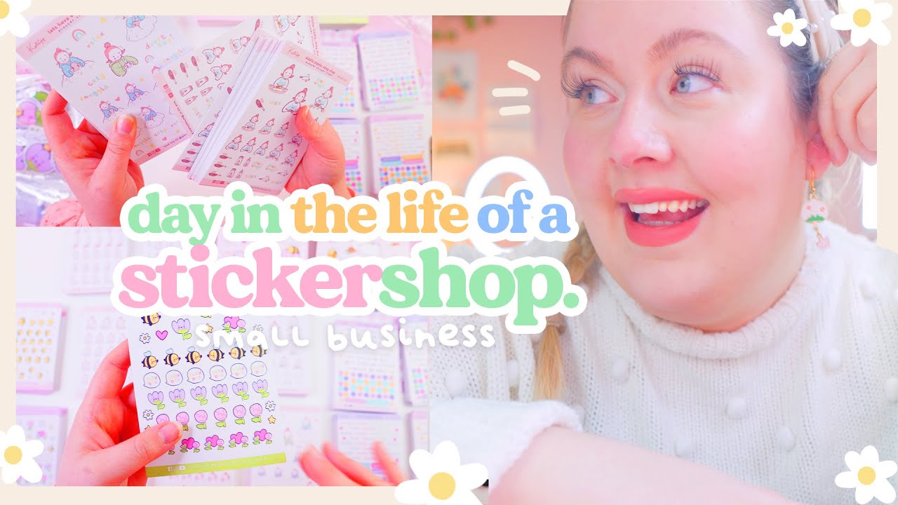 DAY IN THE LIFE 🌥🌱 Running a Sticker shop ~ Unboxing 1000's of stickers ...