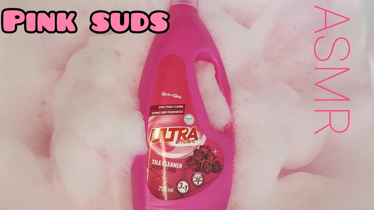 ASMR _ Pink liquid cleaner to fluffy pink suds + Sponge rinsing with ...