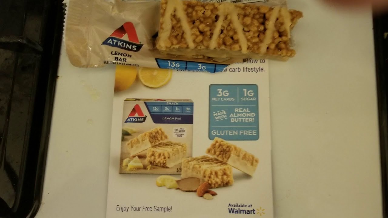 Atkins Lemon Bar Free Sample From Walmart - YouTube