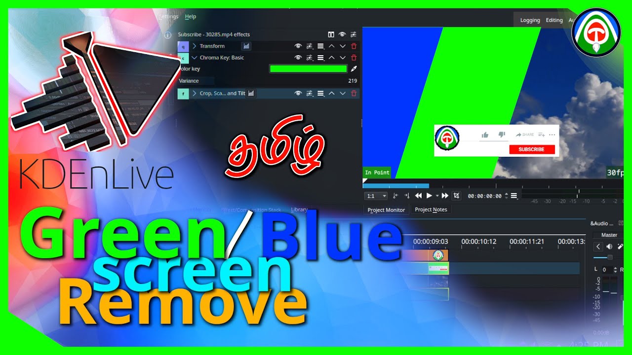 KDEnLive Green/Blue Screen Remove in Tamil | Chroma Key Effect | # ...