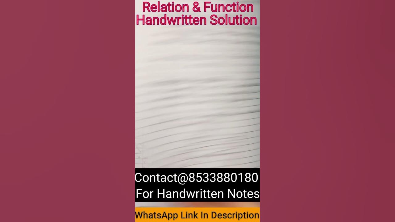 Relation function Handwritten ncert solution Notes pdf class 12th maths ...