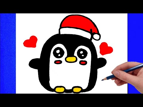 Yılbaşı Çizimi - Penguen Çizimi - Kolay Ve Sevimli Yılbaşı Çizimi